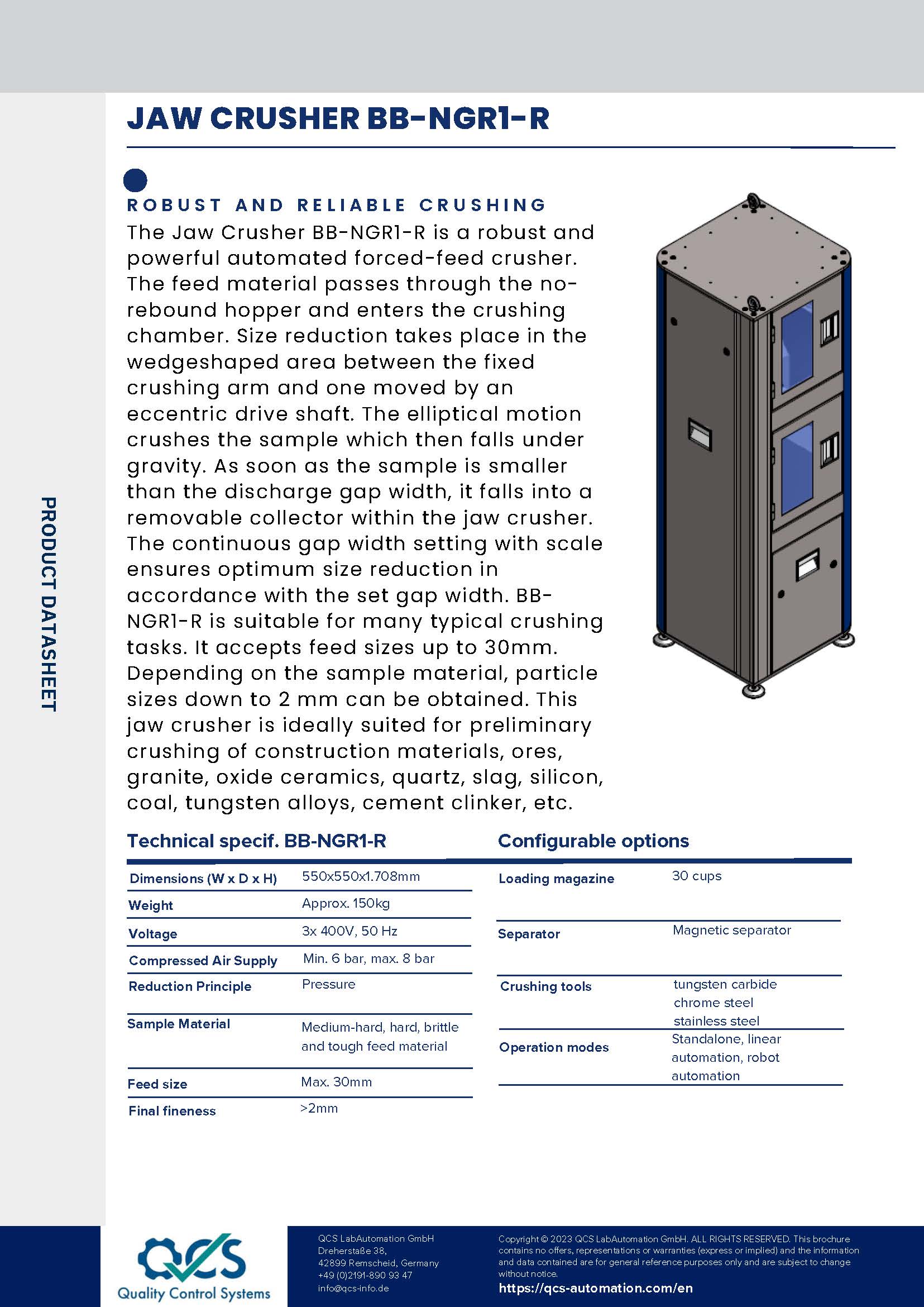 Product Data Sheets For OES, XRF and XRD